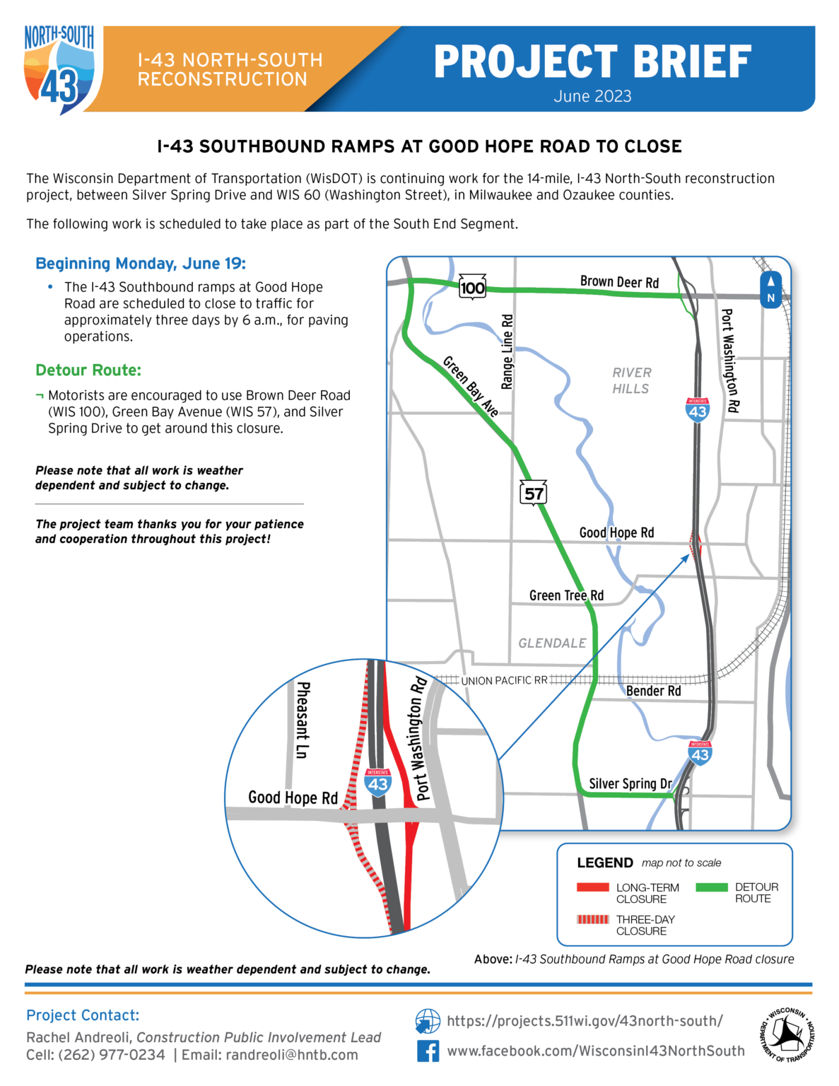 6/19, I-43 Southbound Ramps at Good Hope Road to Close – I-43 NORTH ...