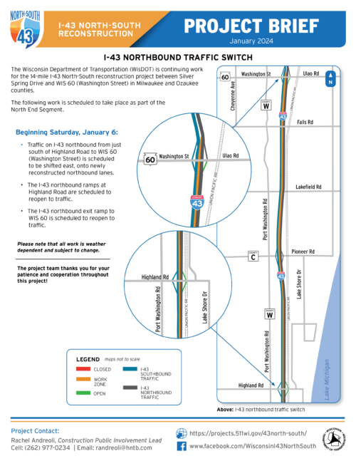 I-43 Northbound Traffic Switch – I-43 NORTH-SOUTH (Glendale to Grafton)