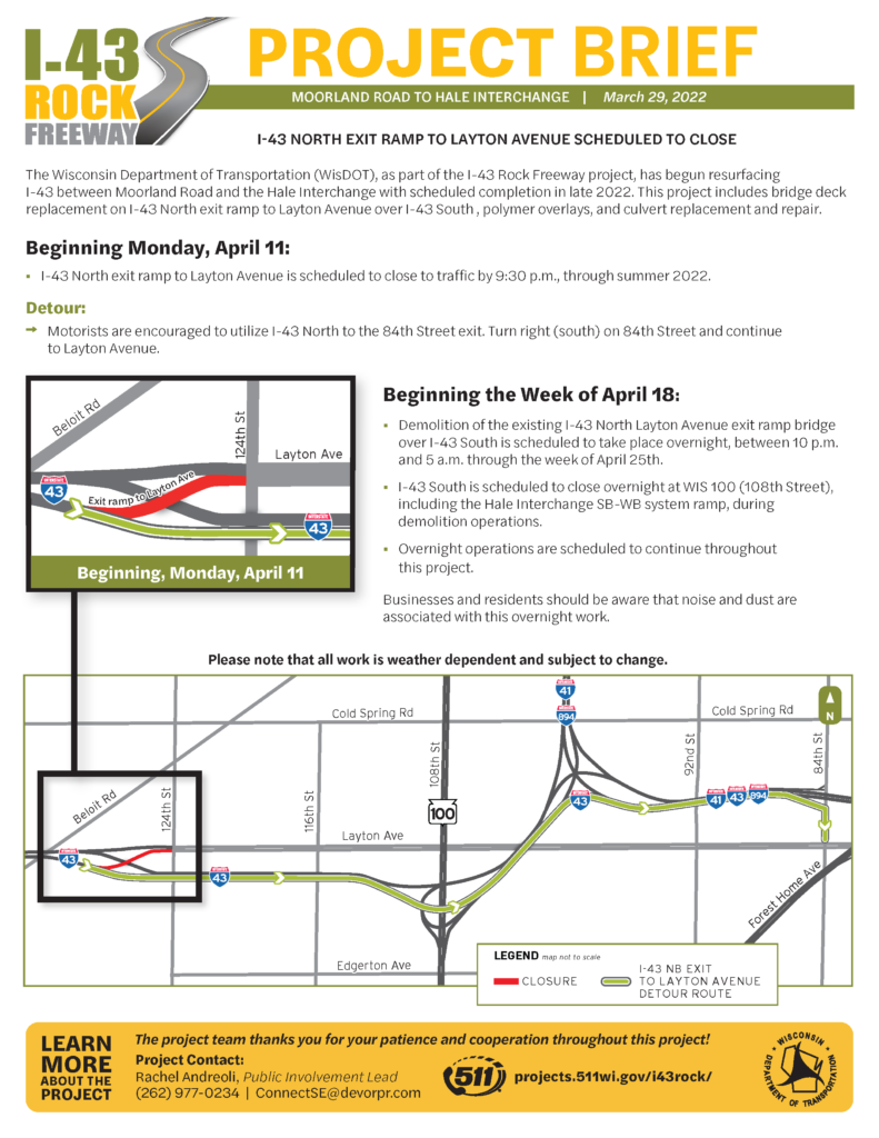 Project Updates – I-43 Rock Freeway