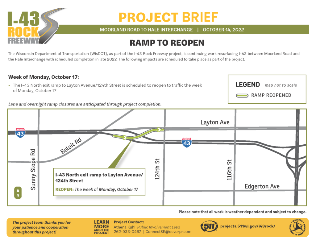 Project Updates – I-43 Rock Freeway
